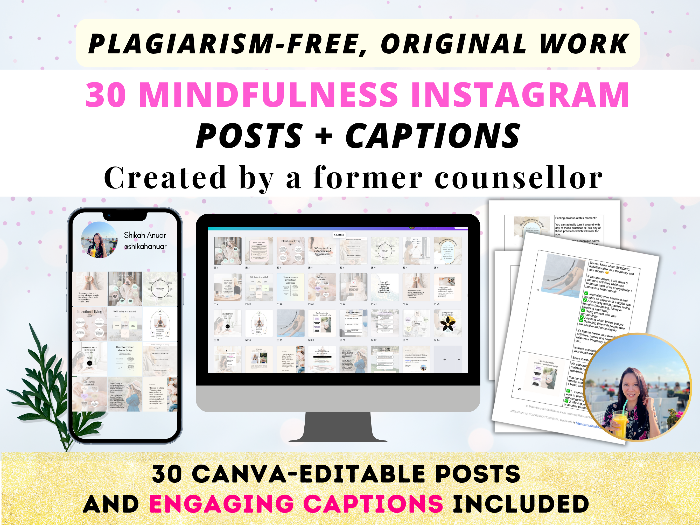 30 Mindfulness done-for-you Instagram posts and captions (authority-bu ...
